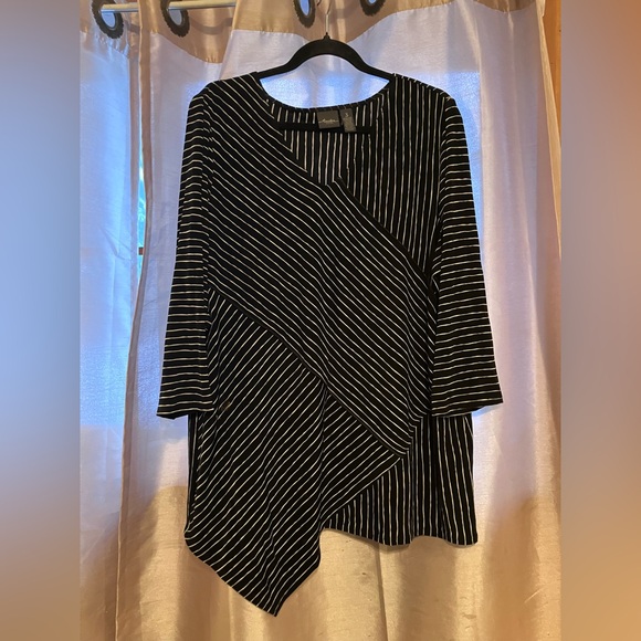 Chico's | Tops | Chicos Black And White Striped Blouse | Poshmark